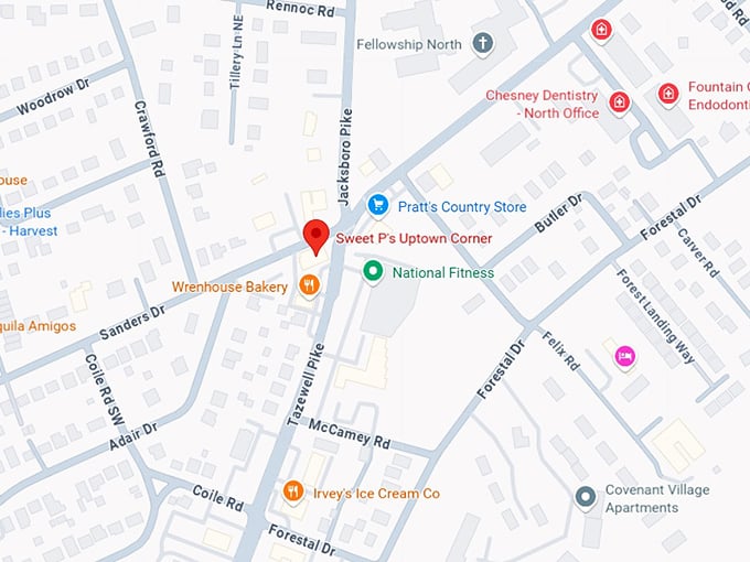 sweet p's uptown corner map