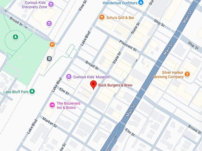 the buck burgers & brew map