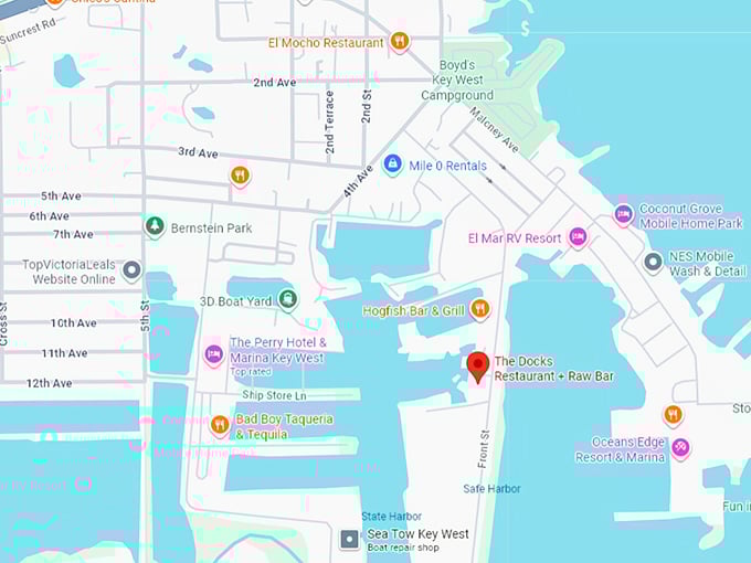 16. the docks restaurant + raw bar map
