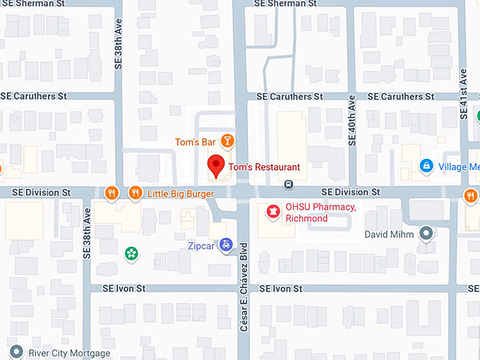 16. tom’s restaurant (powell) map