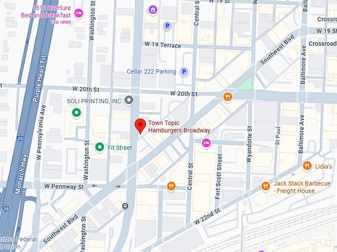 16. town topic hamburgers broadway map