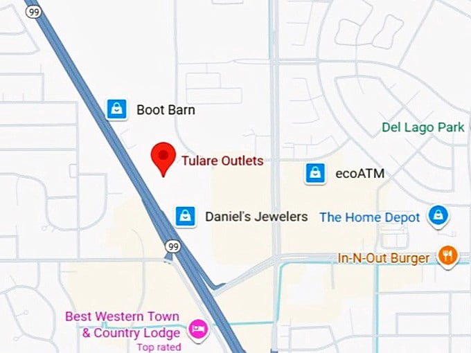 16. tulare outlets map