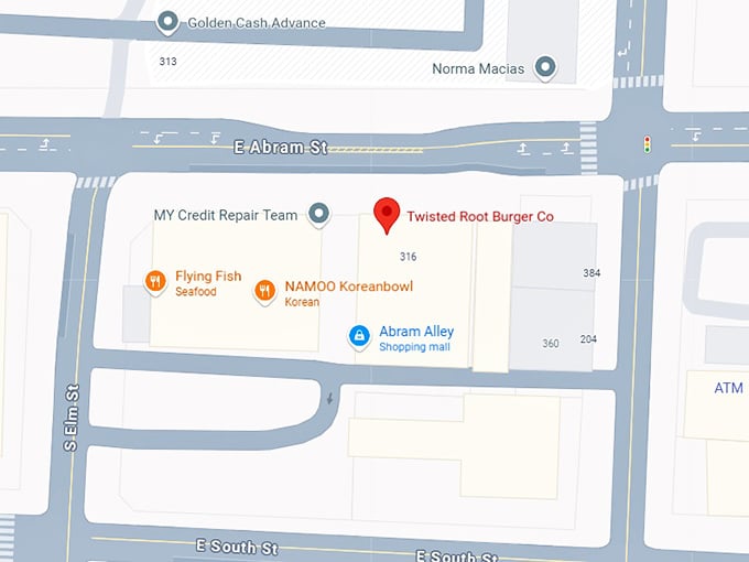 twisted root burger co. map