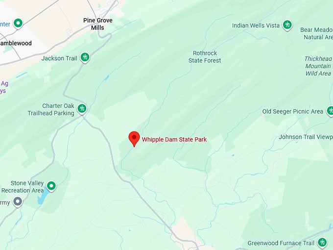 16. whipple dam state park map
