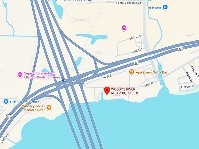 16. woody's river roo pub, grill & tiki bar map