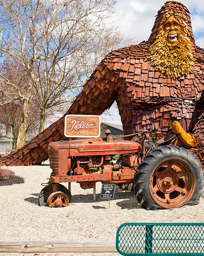 Meet Ohio's friendliest giant - this magnificent wooden Sasquatch watches over visitors with surprising warmth and charm.