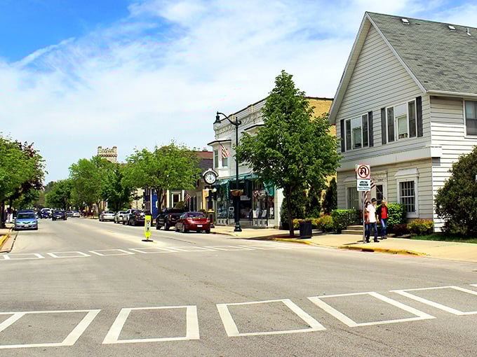 Cedarburg's main street looks like it was plucked from a Hallmark movie set, complete with charming storefronts and tree-lined sidewalks.