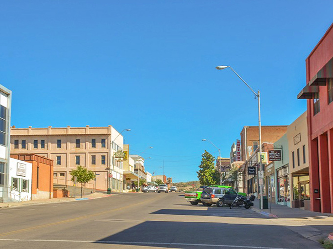 Globe's Main Street stretches into the distance like a postcard from the past, where historic buildings bask in that perfect Arizona sunshine.