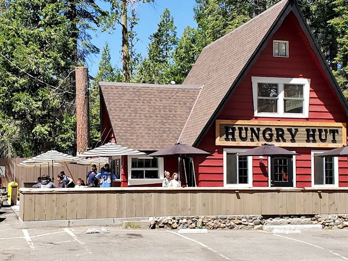 The Hungry Hut's A-frame cabin looks like it was plucked straight from a fairy tale – if fairy tales featured mouthwatering burgers and pine-scented mountain air.