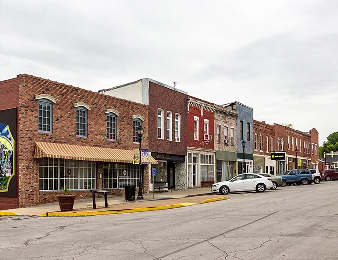 Lexington's Main Street – where brick buildings stand like sentinels of history, quietly telling tales of riverboat days gone by.