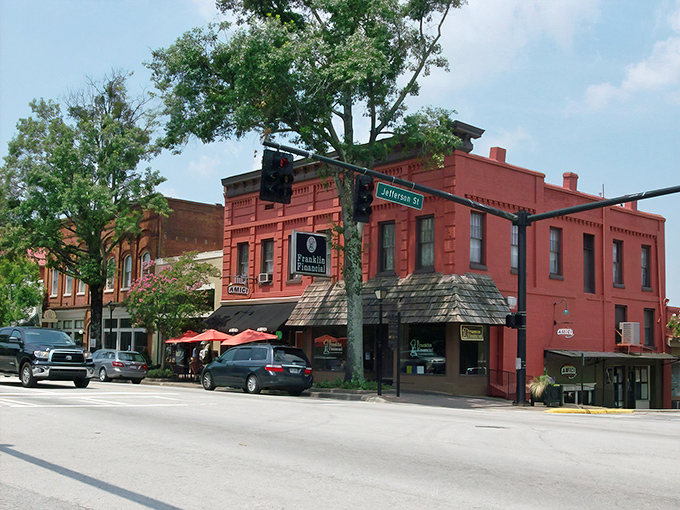 Madison's historic red brick buildings stand proudly on the corner, like Southern gentlemen who've dressed up for Sunday dinner.