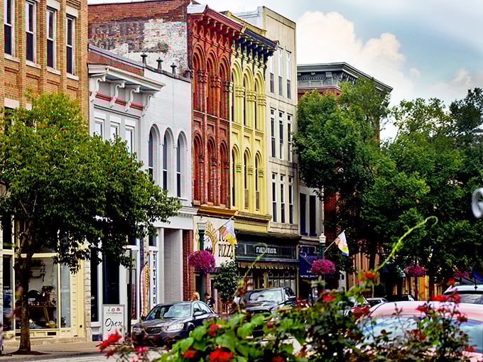 Marietta's rainbow row of historic buildings stands like a colorful welcome committee. These architectural gems have stories to tell!