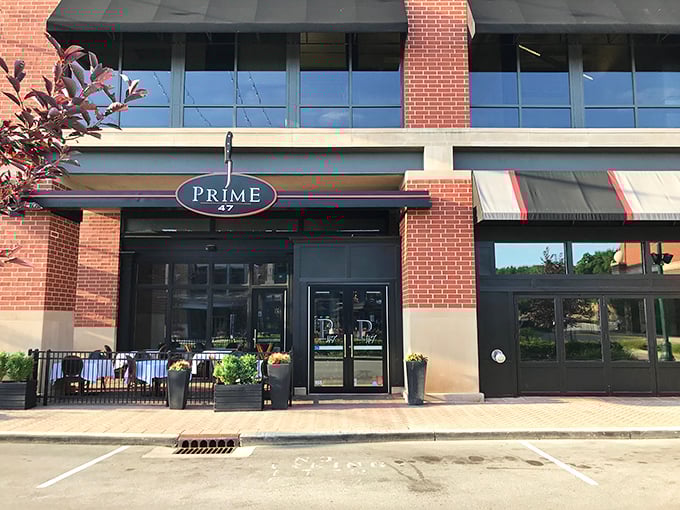 Prime 47 Carmel's elegant brick facade promises a steakhouse experience that's both upscale and welcoming. The perfect spot for meat lovers with good taste!