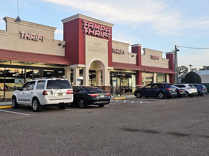 Tampa Thrift's bold red and white exterior promises treasure hunting on a grand scale. Like a department store, but with stories behind every item.