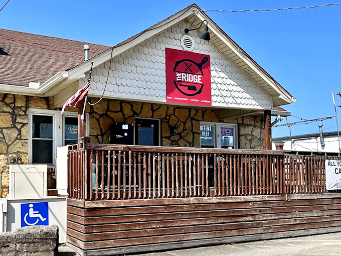 "Stone walls and a wooden deck—this unassuming BBQ haven proves the best treasures often come in humble packages."