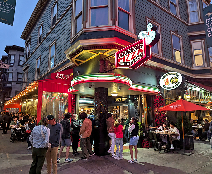 Tony's Pizza Napoletana glows like a beacon in North Beach. The line outside isn't just decoration—it's a testament to pizza worth waiting for.