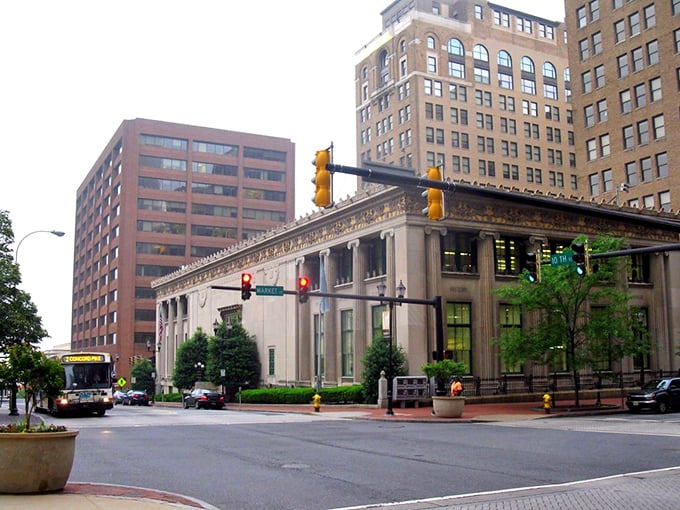 Downtown Wilmington's stately buildings stand like proud sentinels, watching over Delaware's largest city with timeless dignity. 
