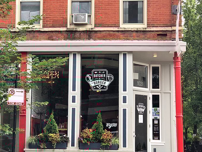 Step into burger paradise! Butcher & The Burger's clean, welcoming façade promises meaty treasures within that will haunt your dreams.