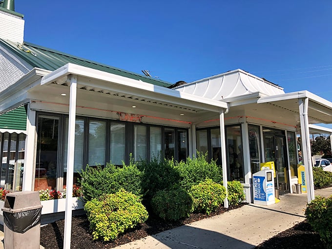 College Park Diner (entrance): "Step through these doors and enter the land of 'Why yes, I would like more bacon.' Comfort food heaven awaits!"