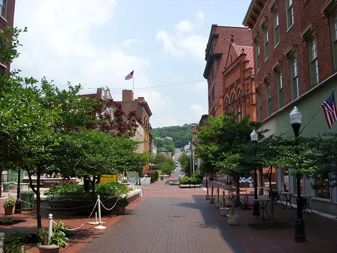 Stroll down Cumberland's brick-lined pedestrian mall where American flags wave and shop owners still remember your name. Norman Rockwell would've set up his easel here.