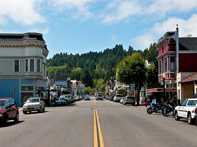 Where redwoods meet Victorian splendor—Ferndale's charming main drag looks like a film set waiting for action.