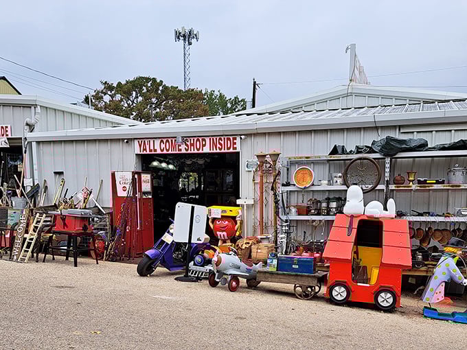 "Y'all come shop inside!" A colorful Snoopy doghouse and nostalgic treasures beckon at this Canton flea market wonderland.