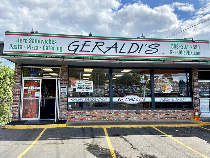 The green and red sign beckons like an old friend. At Geraldi's, hero sandwiches aren't just food—they're an institution.