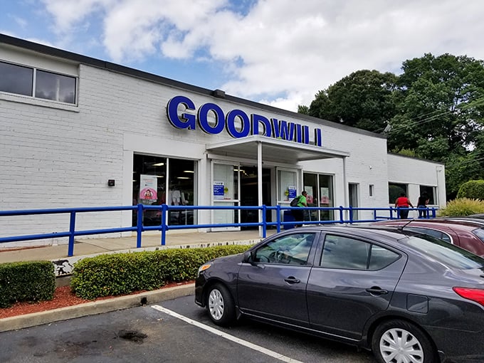 Blue skies and blue signage – a perfect match! This unassuming storefront hides what my grandmother would call "a penny-pincher's paradise."