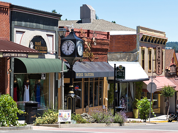 Historic charm meets small-town affordability in Grass Valley's downtown, where the iconic clock tower watches over boutiques and wine-tasting rooms.