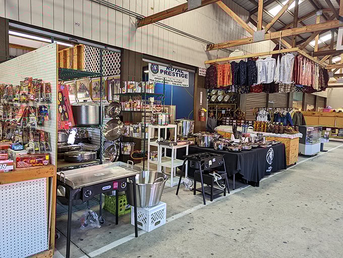Inside Miller's, vendors display everything from kitchen gadgets to fishing lures – a garage sale on steroids!
