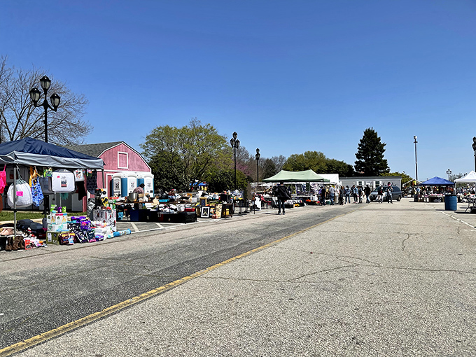 The hunt is on! Raleigh Flea Market's outdoor section stretches as far as the eye can see, promising adventures in bargain hunting.