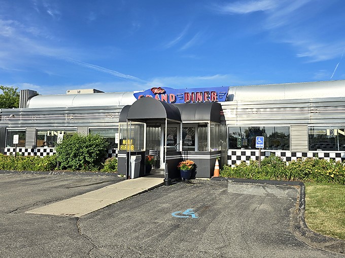 That classic checkered trim isn't just for show—it's a promise of authentic diner magic waiting inside.