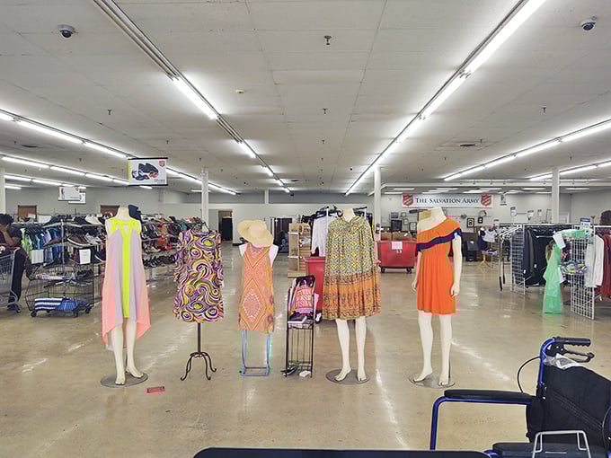 Mannequins modeling colorful summer dresses welcome you into a world where yesterday's fashion finds new life and new homes.