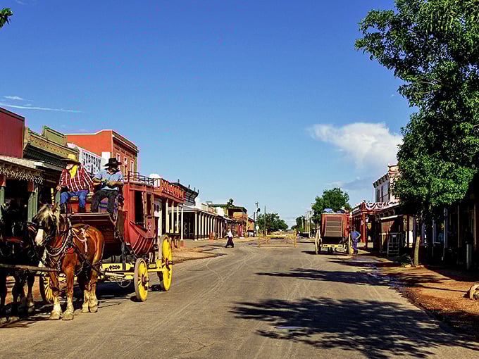 When the stagecoach rolls down Allen Street, you half expect John Wayne to tip his hat from the saloon doorway.
