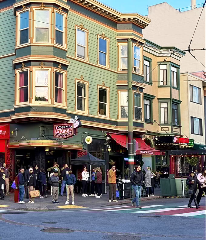 Classic San Francisco Victorian architecture houses pizza perfection. Tony's corner spot has become a pilgrimage site for serious pizza lovers.