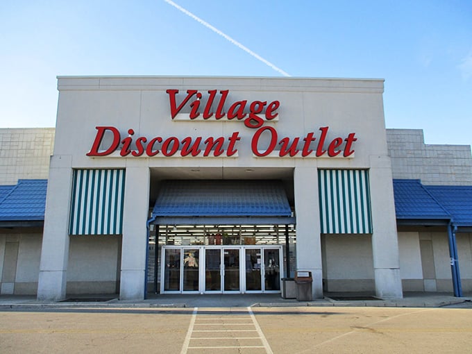 Blue awnings and bright signage welcome bargain hunters to this Dayton thrift paradise where one person's castoffs become another's gold.