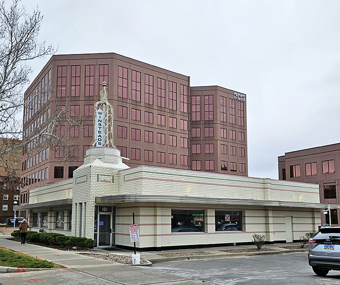 That gleaming white Art Deco building isn't just a restaurant—it's a Kansas City institution where burger memories are made daily.