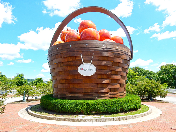 The Longaberger basket stands tall, proving that sometimes bigger really is better – especially when it comes to roadside charm.