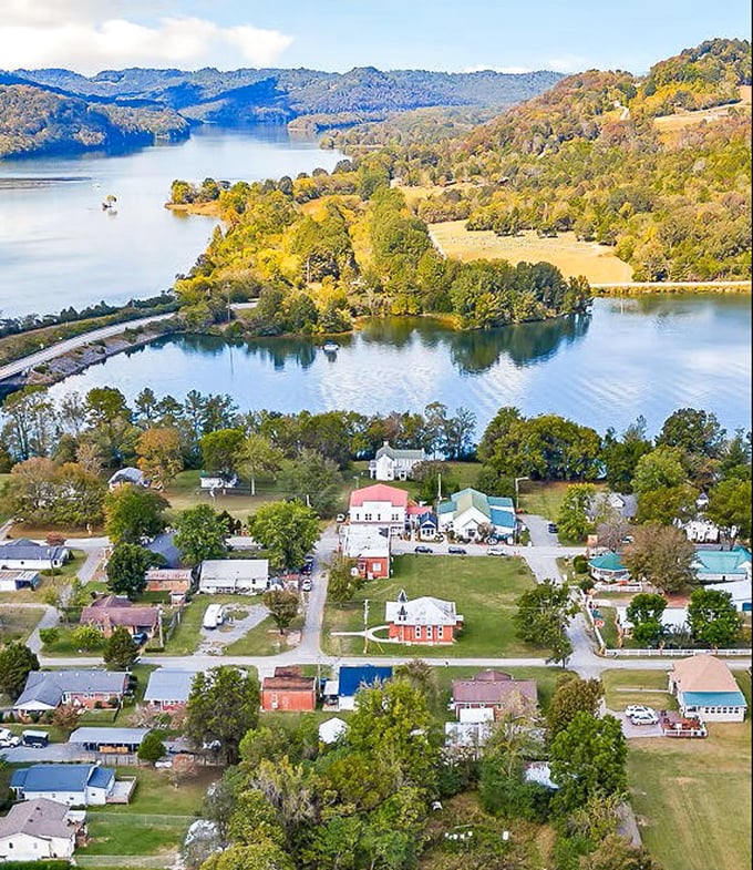 Granville's breathtaking aerial view reveals why locals call it Tennessee's best-kept secret – where water, woods, and small-town charm create perfect harmony.