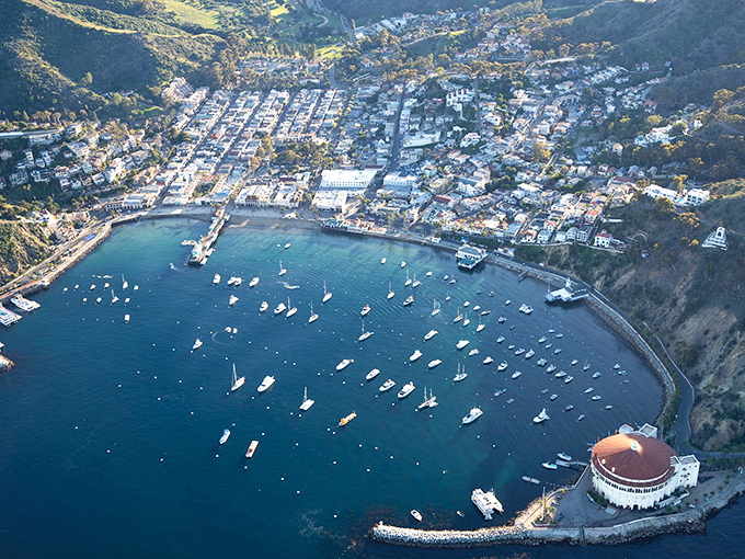 From above, Avalon resembles a Mediterranean village that somehow floated across the ocean and anchored itself 22 miles off the California coast.