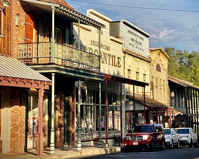 The Angels Camp Mercantile stands as a living postcard from 1860, complete with wooden balconies that have witnessed generations of local gossip.