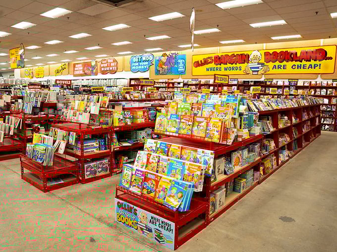 Ollie's Bargain Bookland isn't just a section—it's a bibliophile's dream where bestsellers cost less than the coffee you'll drink while reading them.
