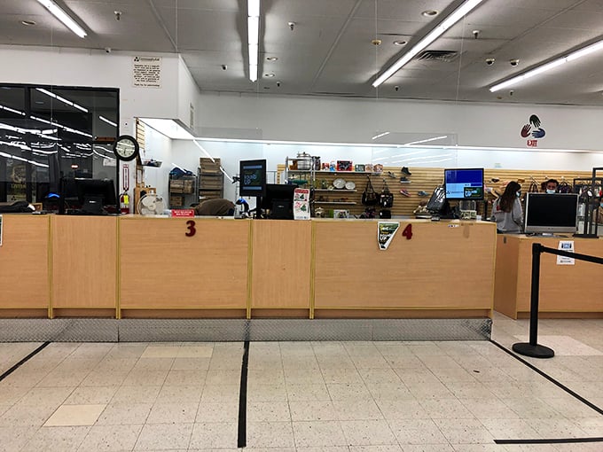 At these checkout counters, victory is measured not by what you spend, but by how much you save. Bargain hunters' mission control.