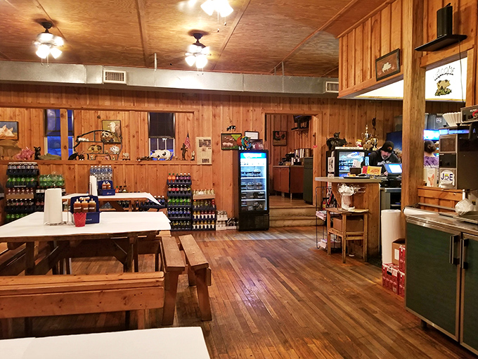 Rustic wood paneling and simple furnishings tell you everything you need to know: this place focuses on what matters—spectacular meat, not fancy decor.
