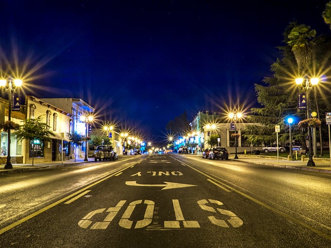 Downtown Lakeport after dark has that magical small-town glow where streetlights twinkle and nobody's rushing home to catch the 11 o'clock news.