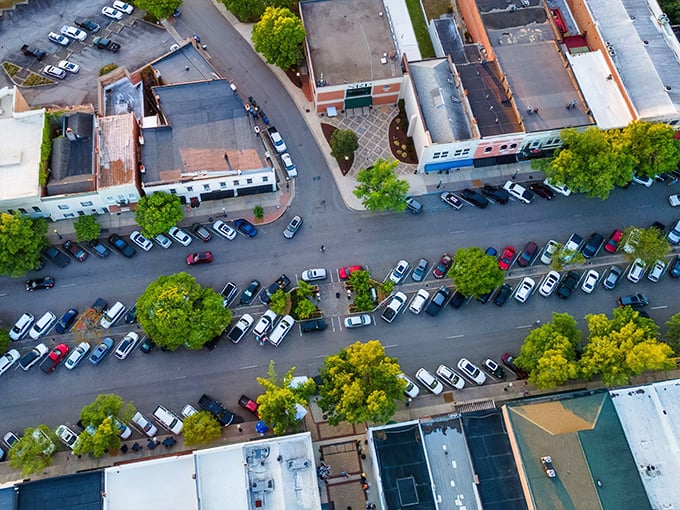 Downtown Aiken's extraordinarily wide streets weren't designed for parallel parking challenges—they were built for horse-drawn carriages making U-turns in style.