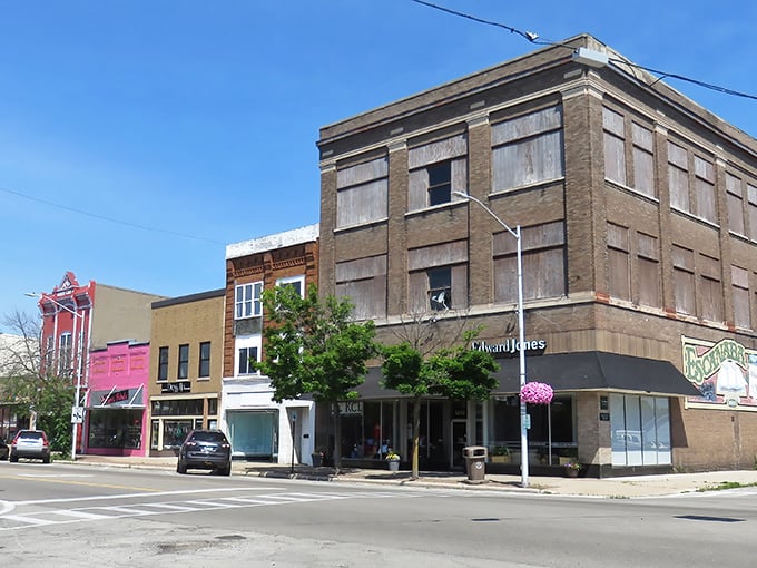 Downtown Escanaba's colorful buildings stand as testaments to the town's resilience, with each storefront housing local businesses rather than cookie-cutter chains.