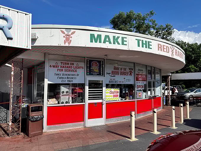 The neon-free façade promises no frills, just thrills for your taste buds. Turn on those hazards and prepare for a flavor adventure!