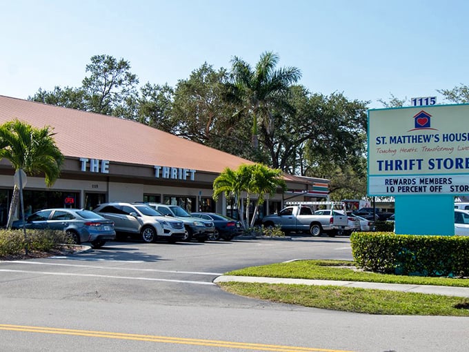 Palm trees frame this bargain hunter's paradise. The full parking lot tells you what locals already know—this is where Naples' savvy shoppers congregate.