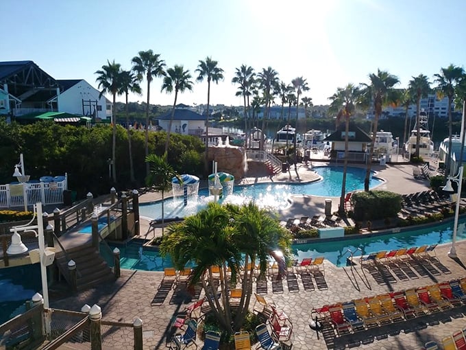 Tropical luxury meets small-town charm where palm trees sway over sparkling pools and endless relaxation.